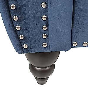 wirrytor 2 Pieces of Living Room Furniture Chesterfield Sofa Sets, Velvet Chesterfield Sofa&Chesterfield Club Chair Sofas Set with Nailhead Trim Scroll Arms(Blue)