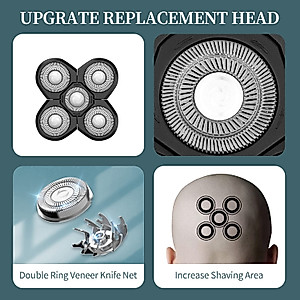 Vsmooth Electric Shaver Replacement Head - Shavers for Bald Men Replaceable Head - Waterproof Blades for Men Replacement Shaving Heads - Wet & Dry Electric Razor Floating Replacement Blade Head