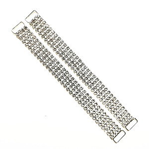 10pcs 4ROWS 165MM Full Crystal Rhinestone Bikini Connectors Buckle Metal Chain for Swimming Wear Bikini Decoration (Silver Clear)