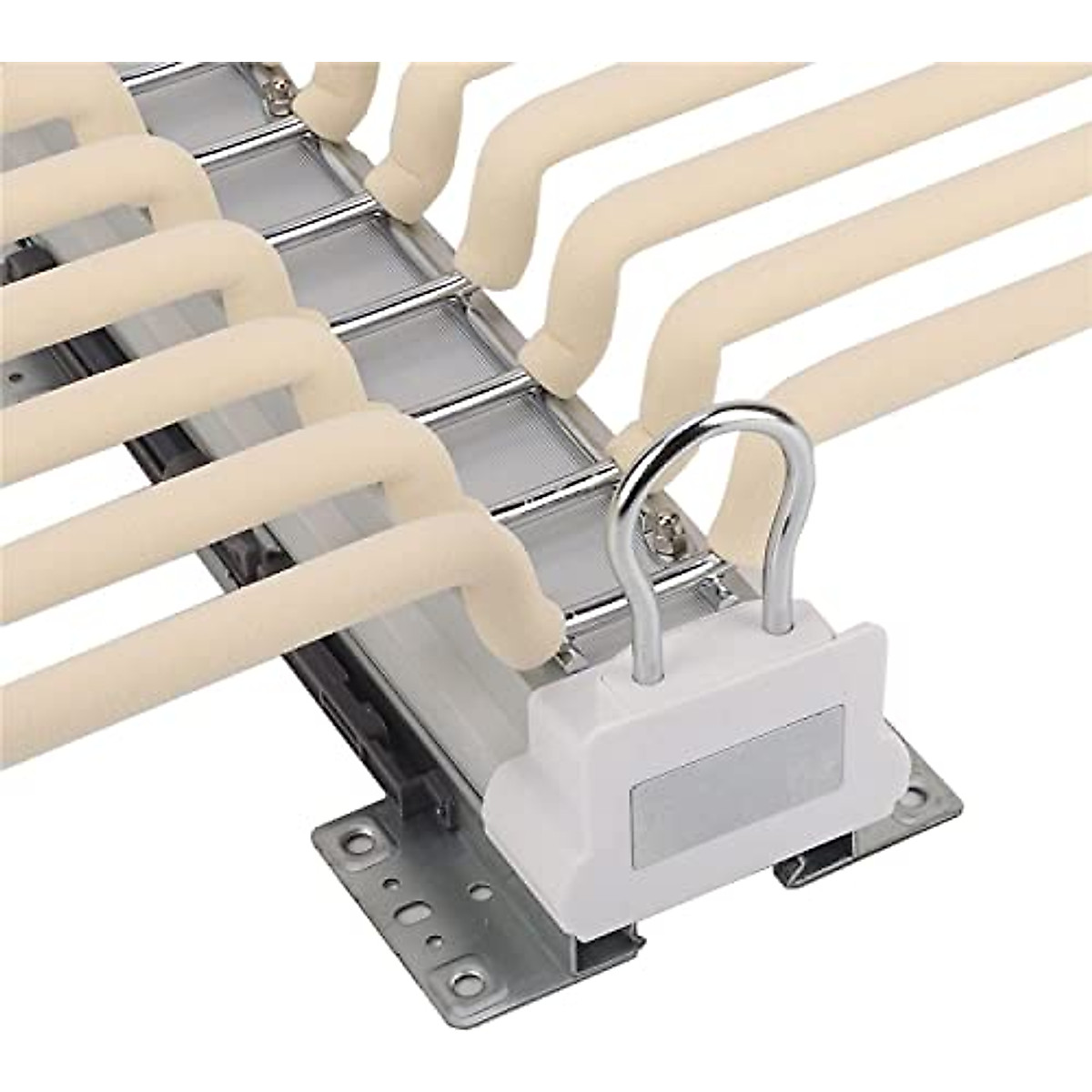 MYOYAY Pull Out Trousers Rack 22 Arms Steel Pull Out Pants Rack Pants Hanger Bar Clothes Organizers for Closet for Space Saving and Storage Maximum Load 33lbs Beige 23.4x18x5.7inch