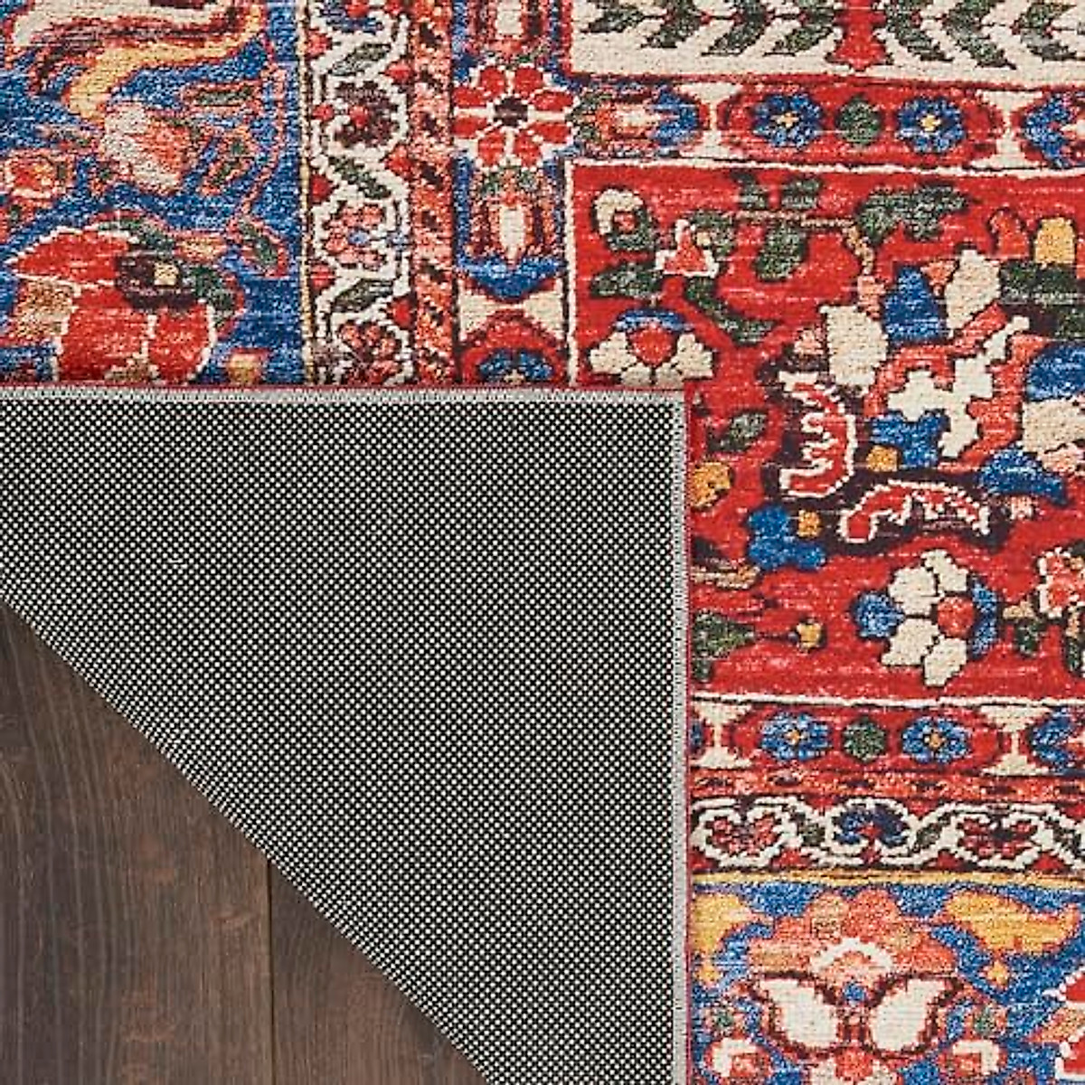 Nourison Fulton Vintage Red 5' x 7' Area Rug, Easy-Cleaning, Non Shedding, Bed Room, Living Room, Dining Room, Kitchen (5x7)