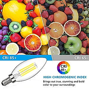 MAXvolador Dimmable E12 Candelabra LED Light Bulbs 60W Equivalent, Daylight White 5000K, 600Lumens LED Chandelier Bulb, Decorative B11 Filament Candle Light Bulbs Clear Glass, Pack of 5