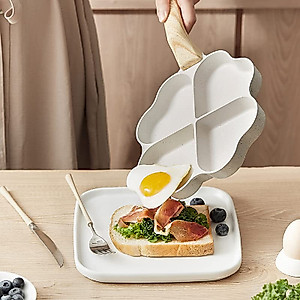 DAFEIKE Heart Egg Pan Heart Pancake Pan Nonstick Heart Shape Frying Pan 4 Cup Egg Shaped Skillet, Ivory