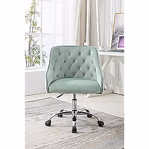 CNANXU Velvet Swivel Shell Chair with Adjustable Height,Accent Swivel Desk Chair,Modern Leisure Office Chair for Living Room (Mint Green)