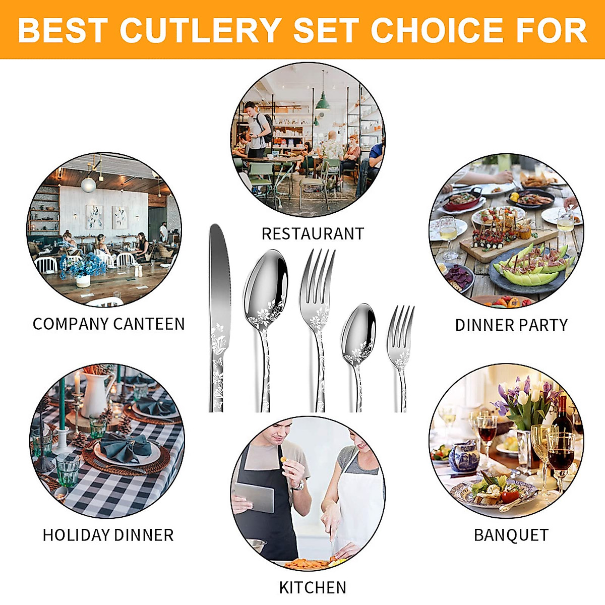 Vilihkc 20 piece Unique Pattern Design Silverware Set, Stainless Steel Flatware Set Service for 4, silver Cutlery Set, Mirror Polished Utensil Set for Kitchen, Dishwasher Safe