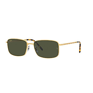 Ray-Ban RB3717 Rectangular Sunglasses, Legend Gold/Green, 57 mm