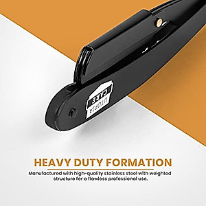 Utopia Care Professional Barber Straight Edge Razor Safety with 100-Pack Derby Blades - 100 Percent Stainless Steel (Black)