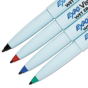 Expo Vis-A-Vis Wet-Erase Marker, Fine Point, 4-Color Set (San16074)