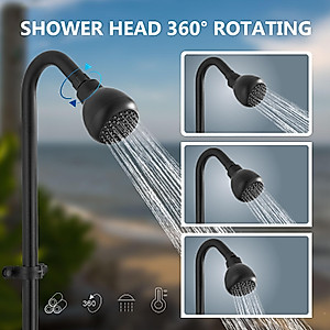 Aolemi Outdoor Shower Kit,Outdoor Shower Fixtures Faucet System with High Pressure Showerhead,2-Handle Exposed Shower with Brass Mix Valve,6 Inch Center,without Soap Dish Matte Black