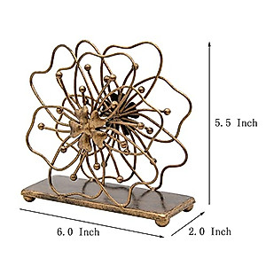 OwlGift Flower Style Napkin Holder, Freestanding Tissue Dispenser, Dining Table Napkin Storage for Home Kitchen Restaurant Picnic Party Wedding Housewarming – Bronze