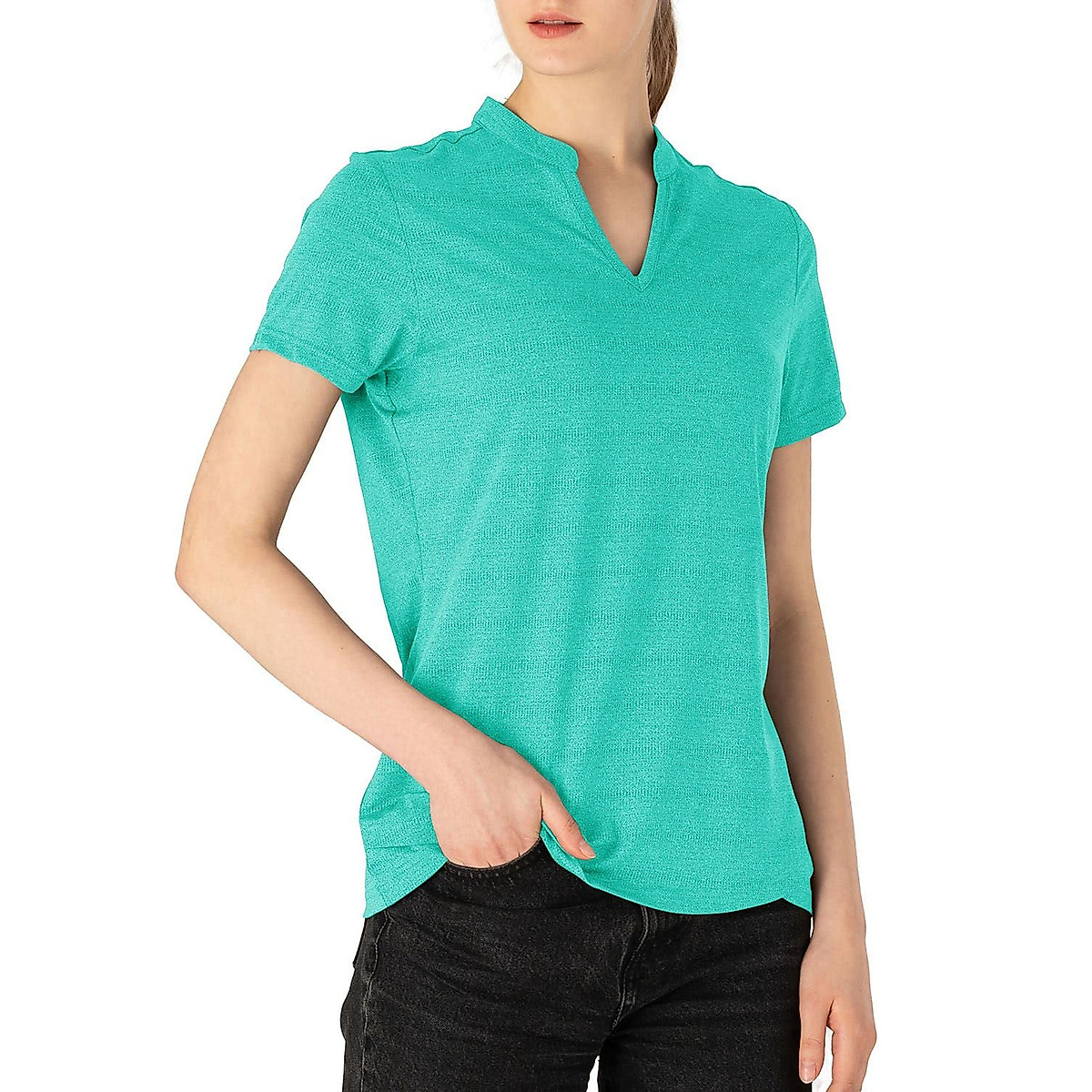 Rdruko Women's UPF 50+ Sun Protection Shirts Short Sleeve Quick Dry Hiking Shirts(Lake Blue, US XXL)