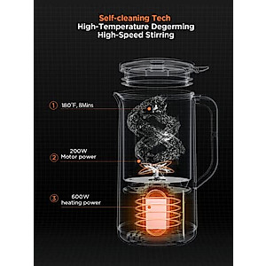 VEGAPUNK Nut Milk Maker Machine 20oz - Smart Automatic Cold and Hot Dairy Free Soybean/Oat/Coconut/Soy Milk Maker Machine with Filter Bag - Plant Based Almond Cow Milk Machine Maker for Vegan