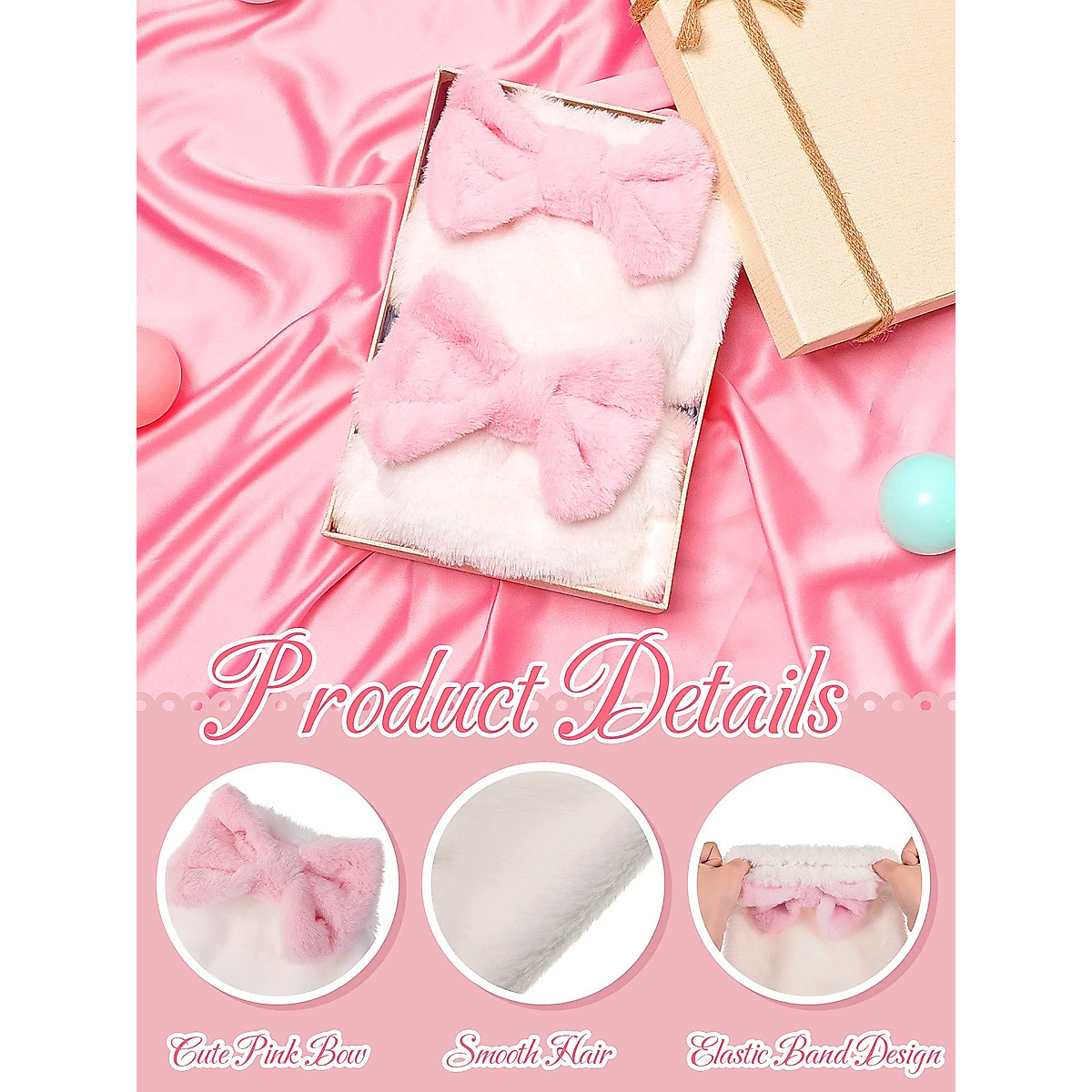 SATINIOR womens Kawaii Leg Warmer Fuzzy Fluffy Bow Cartoon Cosplay Over the Knee Socks, White and Pink, Medium