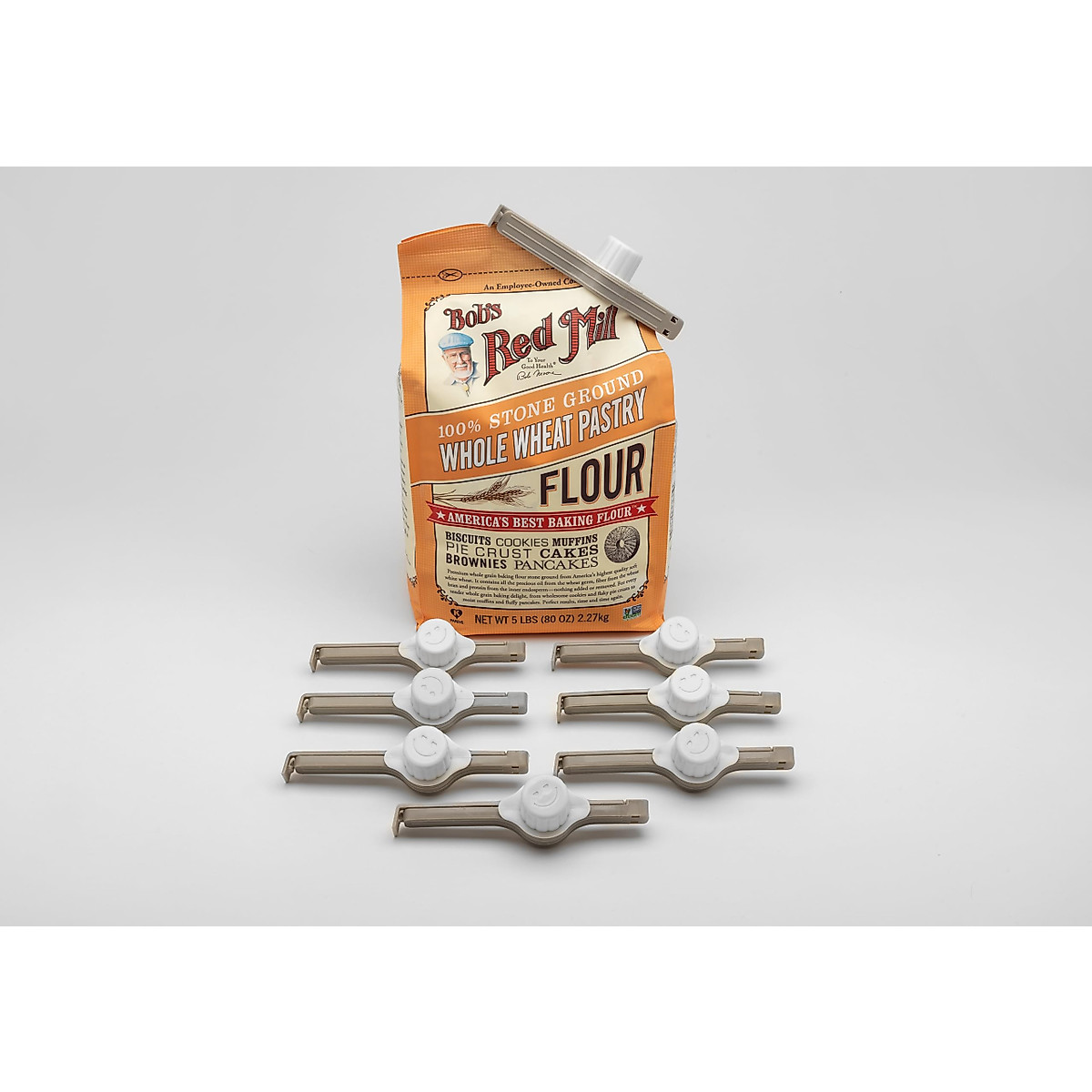 (8 Pack) Easy Pour Bag Clip, Food and Snack Storage, Chip and Snack Clip, Twist Cap Sealer