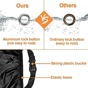 Motorcycle Scooter Cover Waterproof Outdoor - Large Medium XL 250cc 150cc 50cc Scooter Shelter for Harleys All Weather Motorbike Protection with Lock Holes Tear-Proof Heavy-Duty (Black)