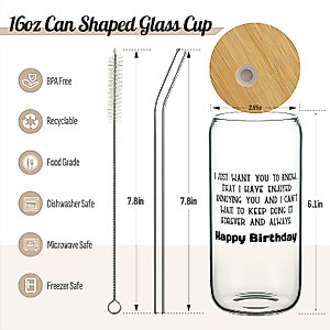 Birthday Gifts for Women Men - Funny Friendship Gift for Best Friend Sister - Happy Birthday Gift for Her Girlfriend Wife Female - Bday Present for Him Boyfriend Husband - 16Oz Cute Coffee Glass Cup