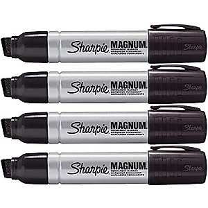 Sharpie Pro Magnum Professional Permanent Marker, Oversized Chisel Tip, Black Ink, Pack of 4