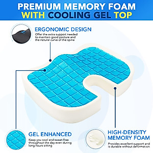 QUTOOL Lumbar Support Pillow&Gel Seat Cushion