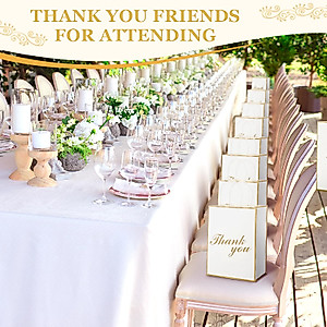 Tenceur 50 Pcs Thank You Gift Bags with Handles, Wedding Party Gift Bags Bulk Thank You Paper Bags for Business, Shopping, Wedding, Baby Shower, Party Favors, 8.27 x 4.33 x 10.63 Inches (White)