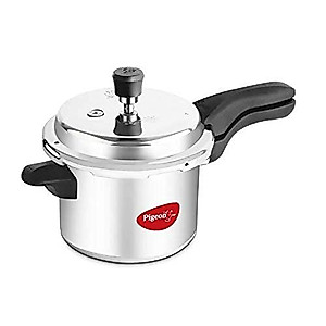 Pigeon 5 Quart Pressure Cooker, Olla de Presion, Gas & Induction Compatible, Pressure Pot for Instant Cooking of Veggies, Soup, Meat, Rice & Legumes, Indian Pressure Cooker 5 Liters, Aluminum, Silver