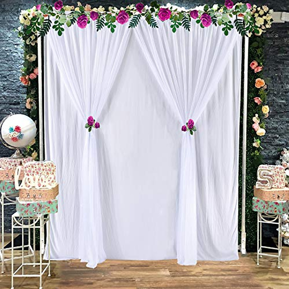 White Backdrop Curtains for Parties Wedding White Tulle Backdrop Curtains Drapes for Baby Shower Birthday Party Photo Booth Background Decorations 5 ft X 7 ft
