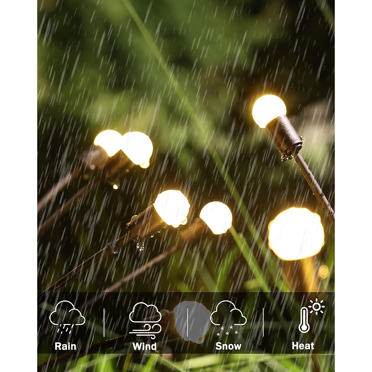 Solar Powered Firefly Lights, 10 LED Light Bulbs, Outdoor Waterproof Starburst Swaying Solar Garden Lights, Solar Decorative Lights for Pathway Yard Patio Landscape (1 Pack)