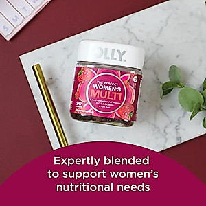 OLLY Women's Multivitamin Gummy, Overall Health and Immune Support, Vitamins A, D, C, E, Biotin, Folic Acid, Adult Chewable Vitamin, Berry, 45 Day Supply - 90 Count (Pack of 1)