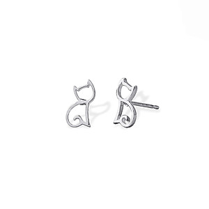 Boma Jewelry Sterling Silver Cut Out Cat Stud Earrings