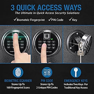 Barska Advanced Digital Biometric Fingerprint & Keypad Code Security Fireproof Safe - 2.02 Cu Ft with LED Light & Alarm