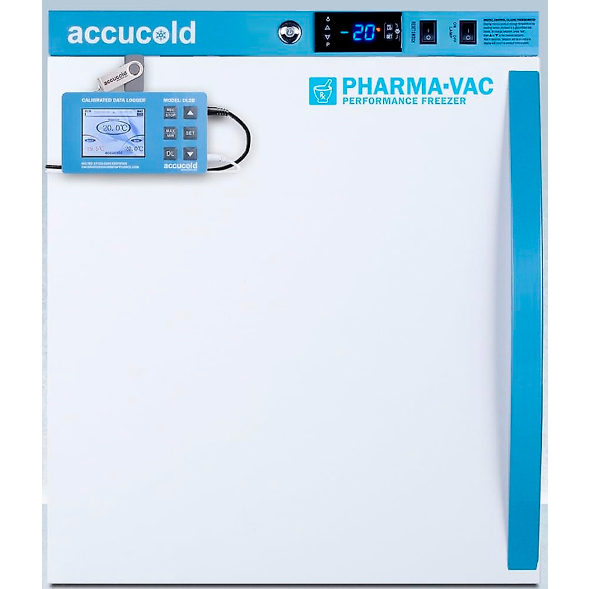 Summit Appliance AFZ1PVDL2BLHD 1.4 Cu.Ft. Countertop Purpose-Built Storage Freezer w/NIST Calibrated Temperature Logger (DDL), Left Hand, 22.25"H x 18.5"W x 23.25"D