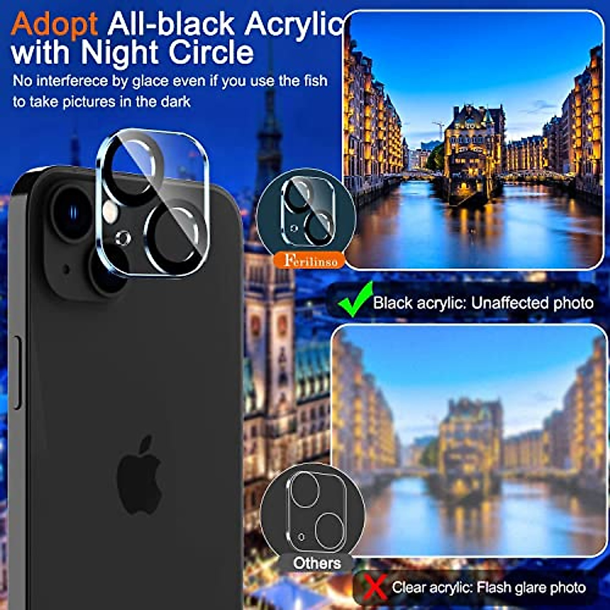 Ferilinso for iPhone 14 iPhone 14 Plus Camera Lens Protector for iPhone 13 13 Mini Camera Lens Protector Accessories CAmerA Cover 9H GlaSs Unbreakable PRotection Case