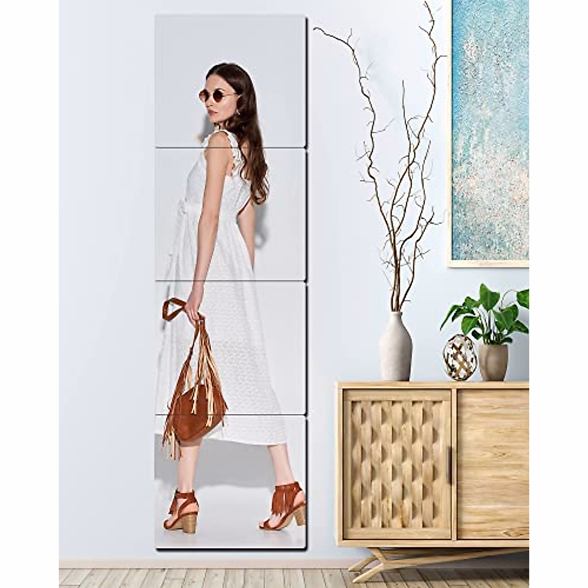 Unbreakable Acrylic Mirror Non-Glass shatterproof Mirror Full Length Wall Gym for Home Mirror Frameless Home Fitness Mirrors (4pcs,12 in x12 in ), Silver