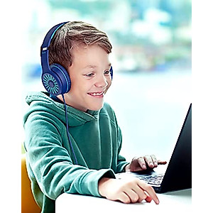 ELECDER i45 On-Ear Headphones with Microphone - Foldable Stereo Bass Headphones with No-Tangle 1.5M Cord, 3.5MM Jack, Portable Wired Headphones for School/Kids/Teens/Smartphones/Travel/Tablet - Blue