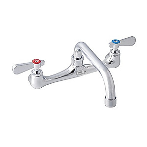 BK Resources BKF-8W-10-G Workforce Standard Duty 8" On Center Splash Mount Faucet with 10" Swing Spout