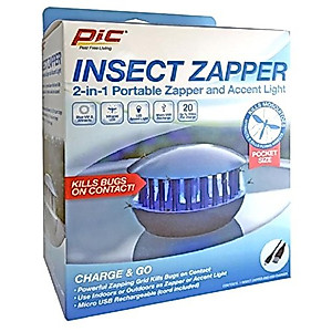 PIC CORP PBZ 2-in-1 Portable Insect Zapper and Accent Light, One Size, Gray