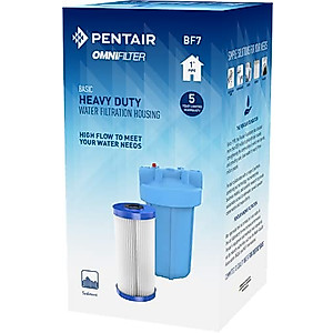 Pentair OMNIFilter BF7 Water Filtration System, 10" Basic Whole House Heavy Duty Filtration System, Includes 10" Blue Heavy Duty Housing, RS6 Sediment Reduction Cartridge and All Tools, 3 Piece Set