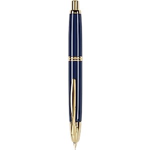 PILOT Vanishing Point Collection Refillable & Retractable Fountain Pen, Blue Barrel with Gold Accents, Blue Ink, Medium Nib (60266)