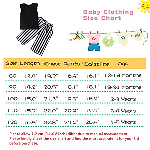 DREAM BUS 12-18 Months Toddler Baby Girl Clothes Summer Outfits Sets Ruffle Ribbed Sleeveless Vest Tank Top T-Shirts + Striped Print Pants