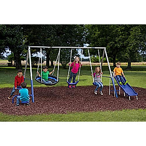 XDP Recreation Free N' Swing Swing Set, Gray & Eezy Peezy Monkey Bars Climbing Tower - Active Indoor/Outdoor Fun for Kids Jungle Gym Ages 3 to 8 Years Old