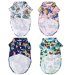 Topbuti 4 Pieces Hawaiian Dog Shirts Pet Summer T Shirts Hawaii Style Cat Breathable Beach Sweatshirts Floral Pineapple Coconut Tree Hawaiian Printed Cool Clothes Puppy Apparel Suit (X-Large)