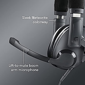 DROP + EPOS H3X Gaming Headset with Microphone, Over-Ear Closed-Back Design, Leatherette and Suede Earpads, Compatible with PC, PS4, PS5, Switch, Xbox, Mac, Mobile, and More (Meteorite),Grey