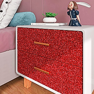 FunStick Ruby Red Glitter Wallpaper Sparkle Glitter Peel and Stick Wallpaper Red Glitter Contact Paper Self Adhesive Removable Glitter Fabric Wallpaper for Bedroom Cabinets Dresser Decor 15.8"x78.8"
