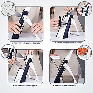 SupMaKin Safe Mandoline Slicer, Upright Vegetable Slice Potatoes Cutter Chopper, Julienne + Dicer, Thickness Adjuster for Kitchen Fast Meal Prep - Blue