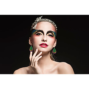 Mardi Gras Earrings for Women, Multilayer Patchwork Leather Earrings, Carnival Theme Pattern Printed Faux Leather Earrings, Mardi Gras Dangle Earrings for Holiday Mardi Gras (A)