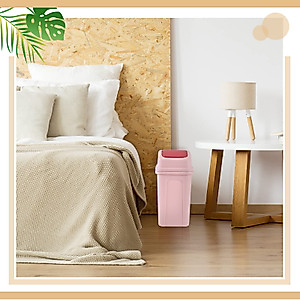 Sumind 2 Pcs Bathroom Trash Can with Swing Lid Small Garbage Can Plastic Bathroom Trashcan Garbage Bin for Kitchen Waste Bedroom Room Outdoor (Green and Pink,1.8 Gallon)