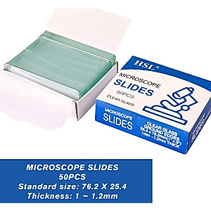 HSL Microscope Slides and Covers,24x24mm Square Cover Glass 100pcs and 50cps Blank Ground Edge Glass Slides for Monocular Binocular Trinocular Microscope lab coverslips Cover Slips Kids Adults.