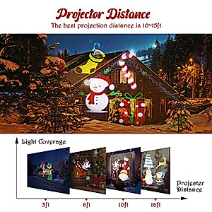 A.T.Lums Christmas Projector Lights Outdoor & Indoor, 16 HD Slides LED Projection Lamp for Christmas Gifts, Waterproof Snowflake Landscape Lights for Halloween Easter New Year Holiday Party Deco