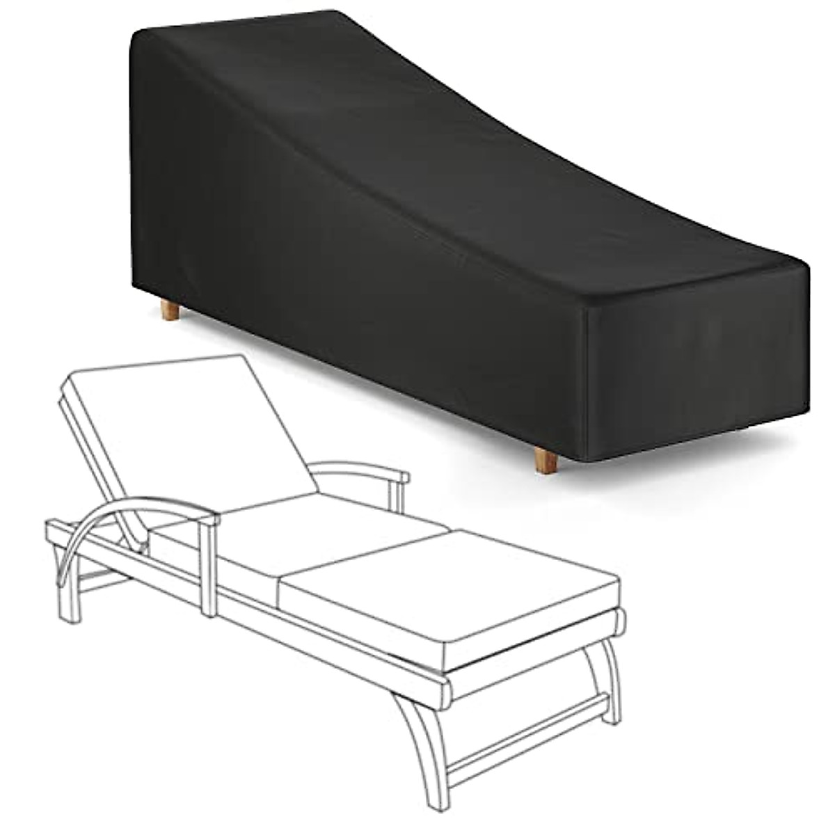 Fellie Cover 82-inch Patio Chaise Lounge Covers, Durable Outdoor Chaise Lounge Covers Water Resistant