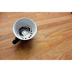 Creature Cups Spider Ceramic Cup (11 Ounce, Black Exterior) - Creepy Cups - Hidden Animal Inside Mug - Birthday, Halloween, Spooky Gift for Coffee & Tea Lovers