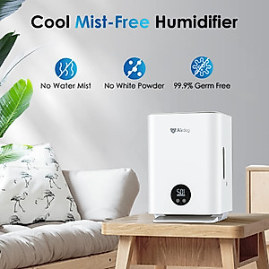 Airdog Evaporative Humidifier, Nanoscale Cool Mist-Free Humidifier for Bedroom Large Room, Whisper Quiet, Constant Humidity, Easy to Clean, Remote Control, 3L Air Humidifier for Baby, Indoor Plants